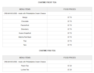 Chatime Menu Prices Australia 2024 - Restaurant Menu Prices Australia
